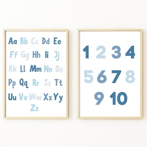 Set of 2 Blue Alphabet Print, Digital Download, Blue Alphabet and ...