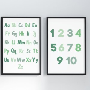 Sage Green Alphabet and Number Print ABC 123 Boys Nursery | Etsy