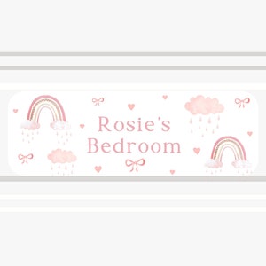 Pink Rainbow Kids Bedroom Door Sign, Personalised Child’s Name Sign ...