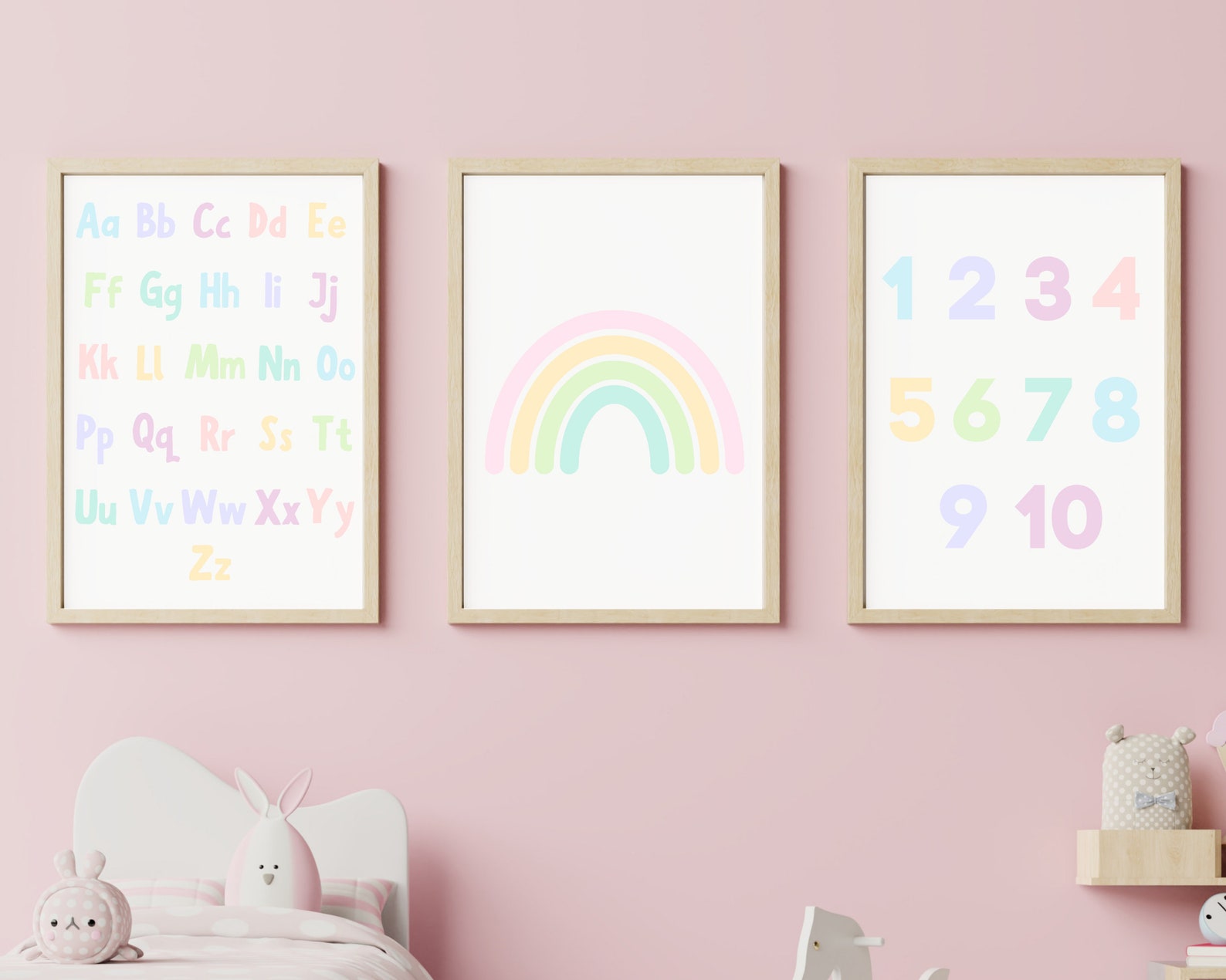Pastel Alphabet and Numbers Pastel Rainbows Educational Wall - Etsy UK