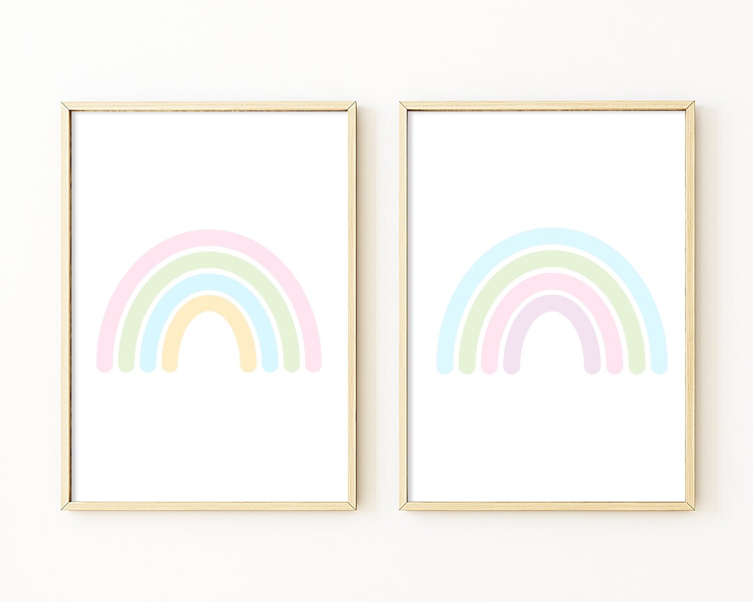 Pastel Rainbow Print Set, Rainbow Colour Bedroom Decor, Set of 2 Prints ...