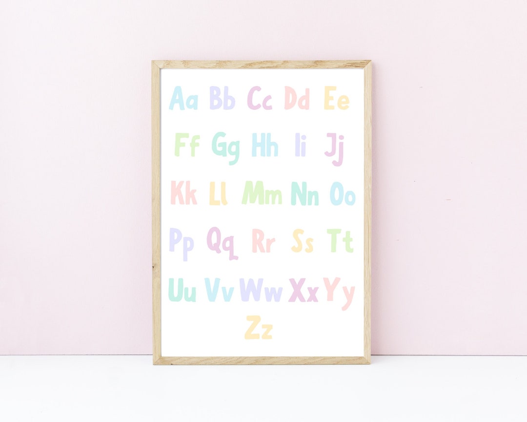 Pastel Nursery Alphabet Prints, Educational Children's Bedroom Prints ...