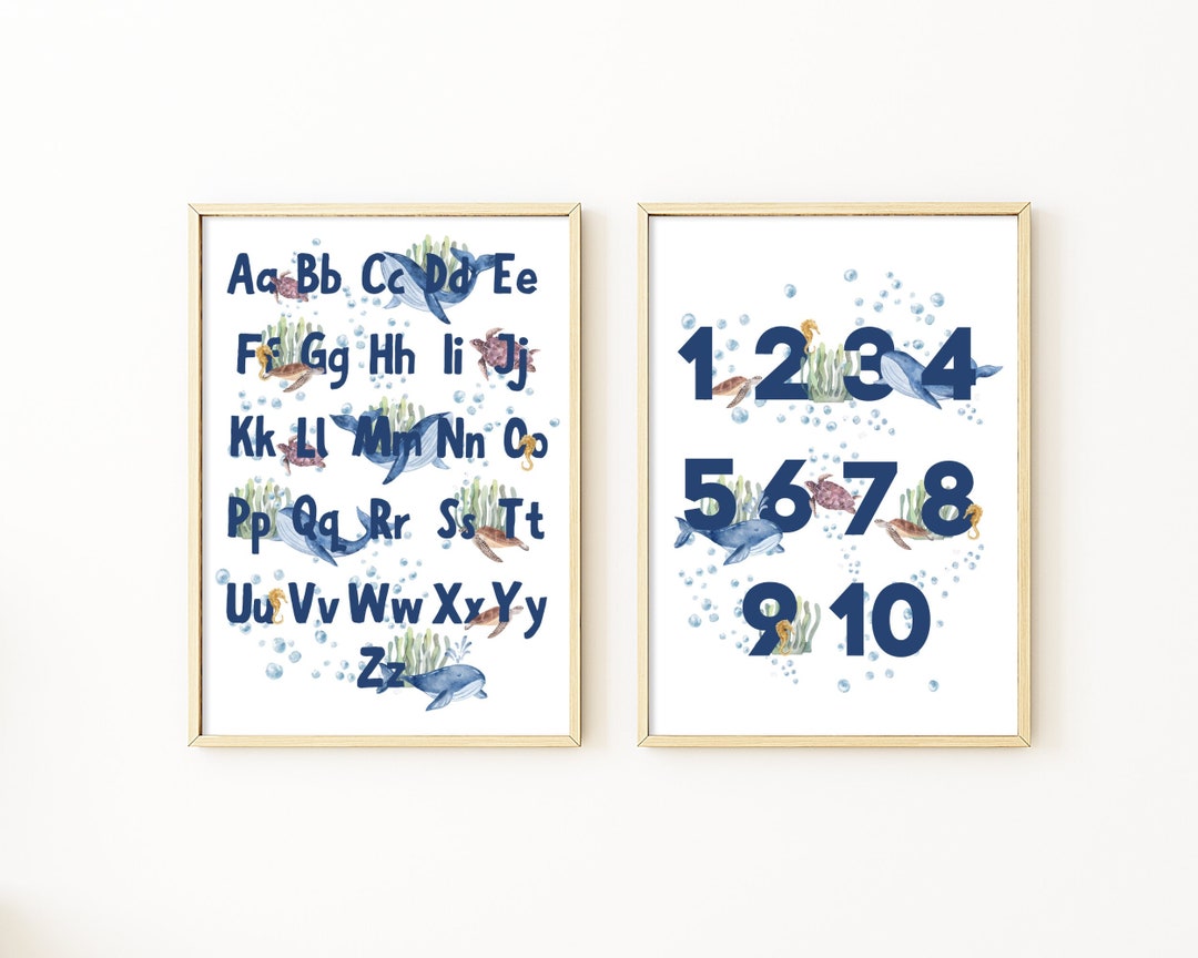 Sealife Blue Alphabet Print Ocean Boys Nursery ABC Wall Art - Etsy