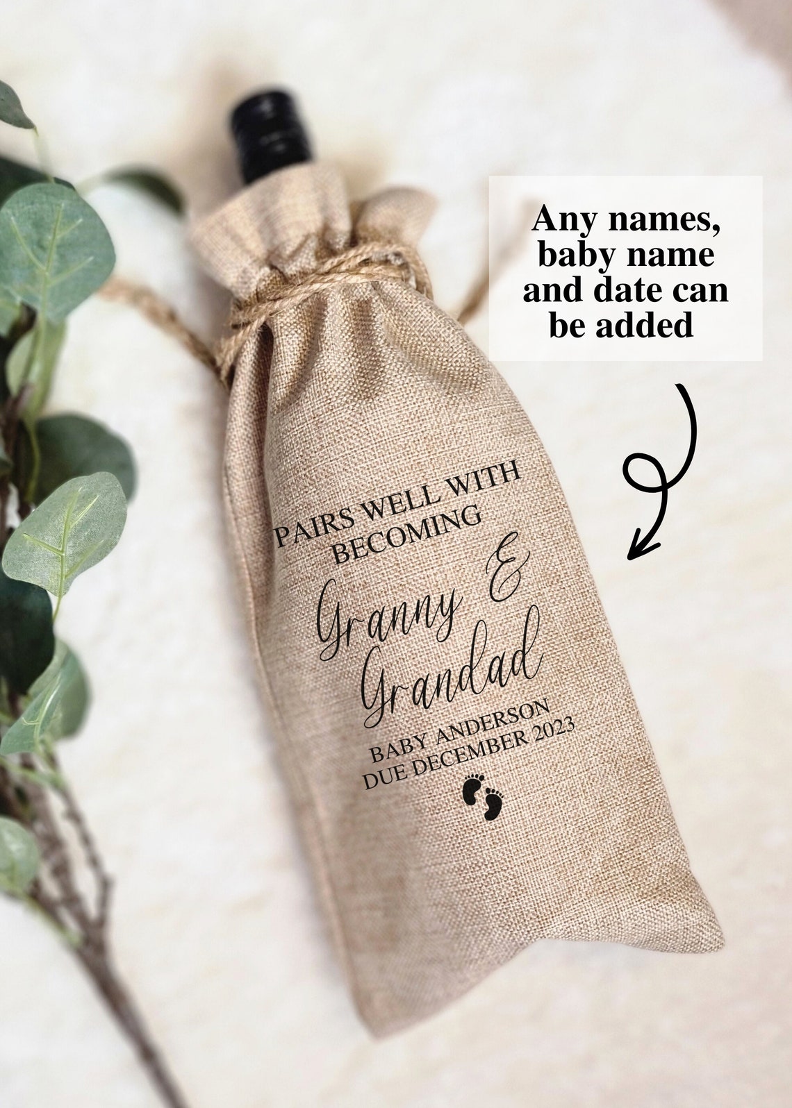 Wine Bottle Pregnancy Announcement, Wine Bag Pregnant Reveal ...