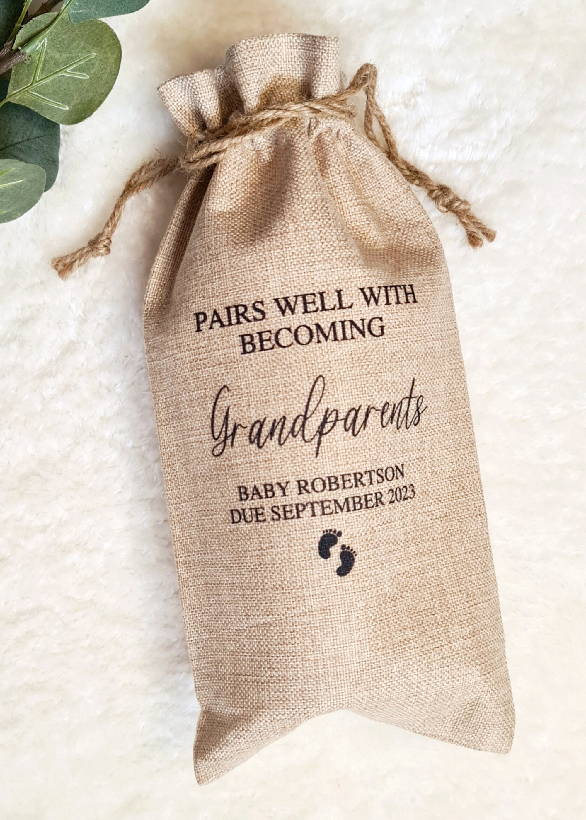 Wine Bottle Pregnancy Announcement, Wine Bag Pregnant Reveal ...