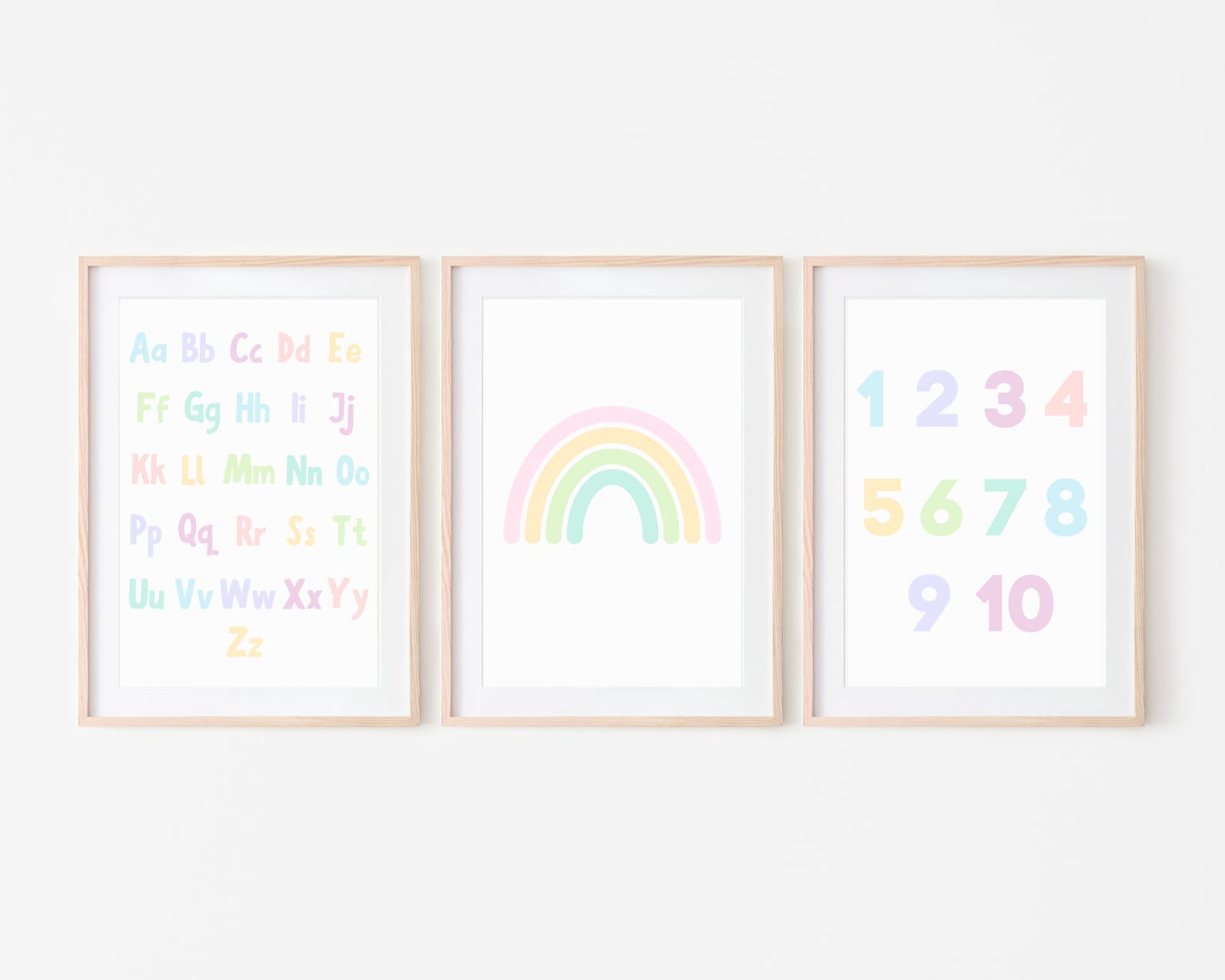 Pastel Alphabet and Numbers Pastel Rainbows Educational Wall - Etsy UK