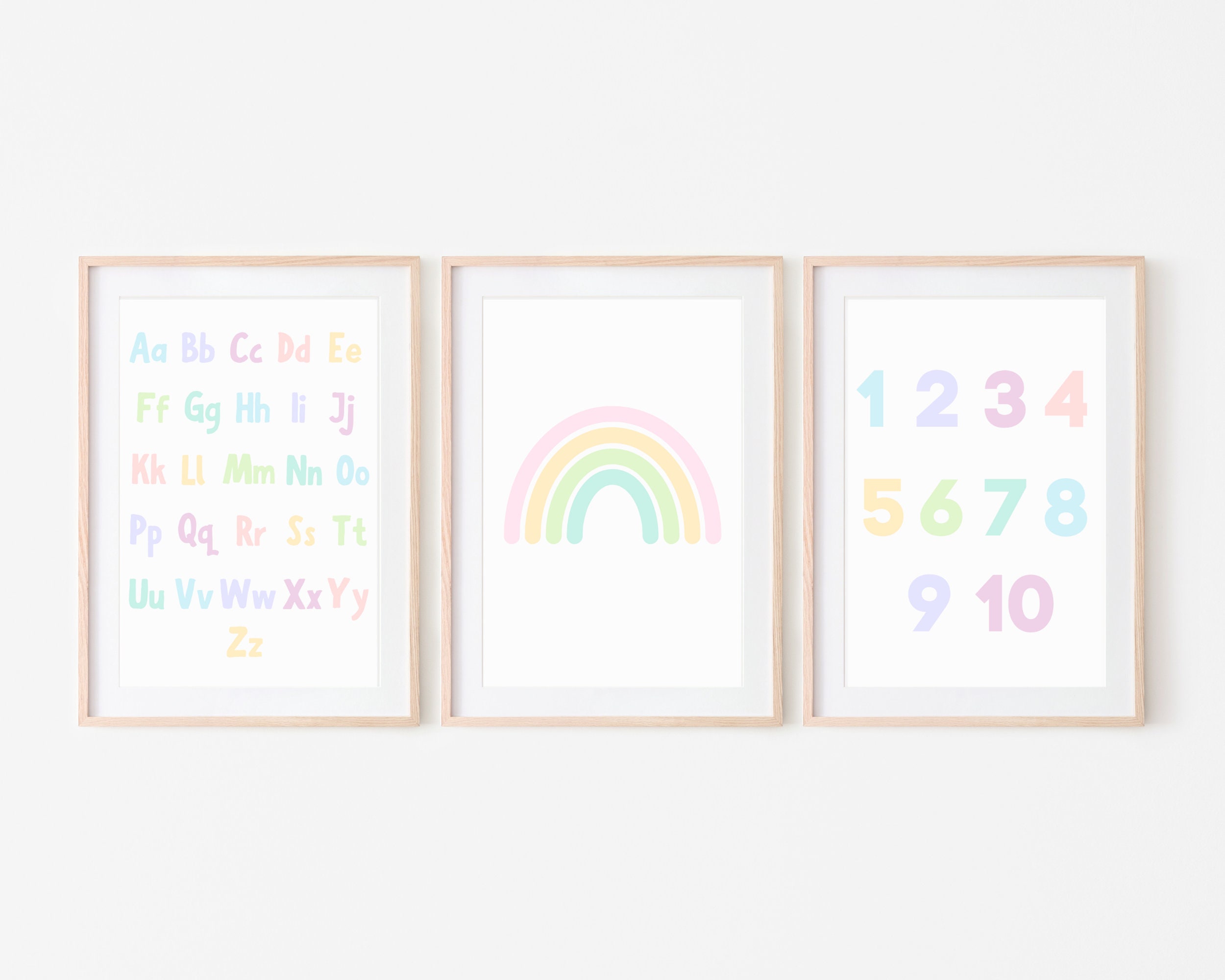 Pastel Alphabet and Numbers Pastel Rainbows Educational Wall - Etsy UK