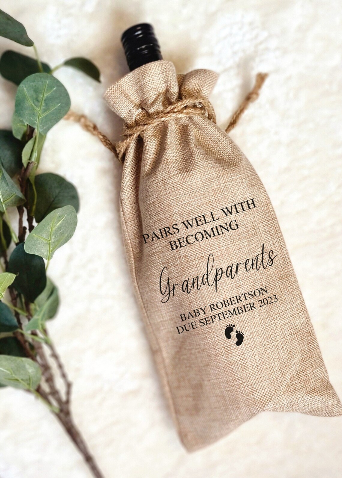 Wine Bottle Pregnancy Announcement, Wine Bag Pregnant Reveal ...