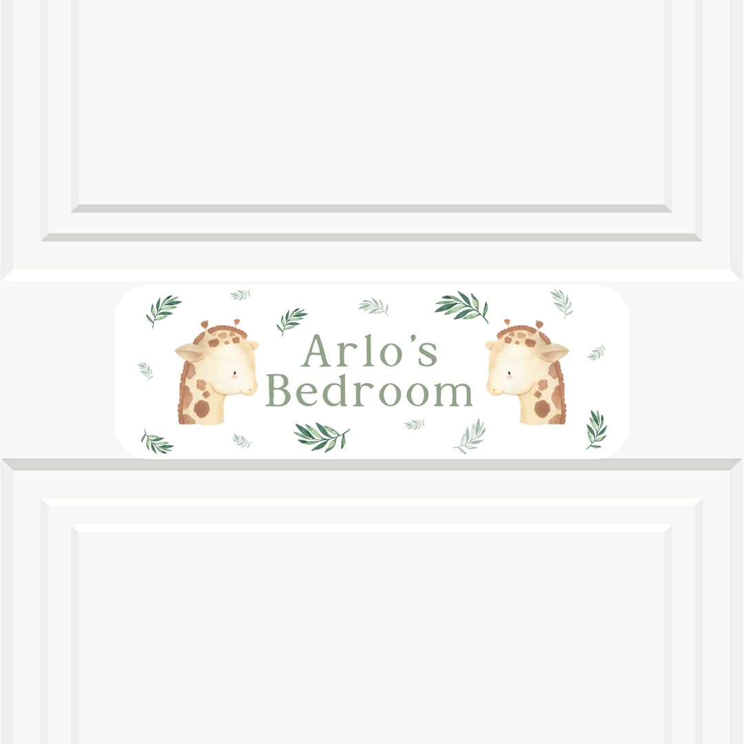 Giraffe Door Sign, Safari Kids Bedroom Door Name, Personalised Giraffe ...