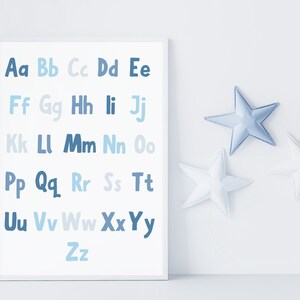 Set of 2 Blue Alphabet Print, Digital Download, Blue Alphabet and ...