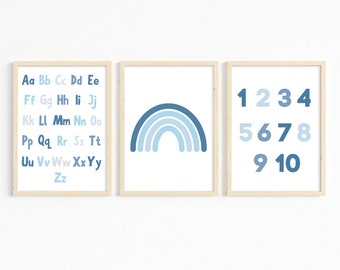 Pastel Alphabet and Numbers Pastel Rainbows Educational Wall | Etsy