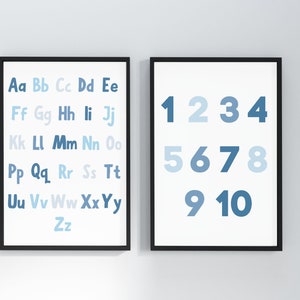 Set of 2 Blue Alphabet Print, Digital Download, Blue Alphabet and ...