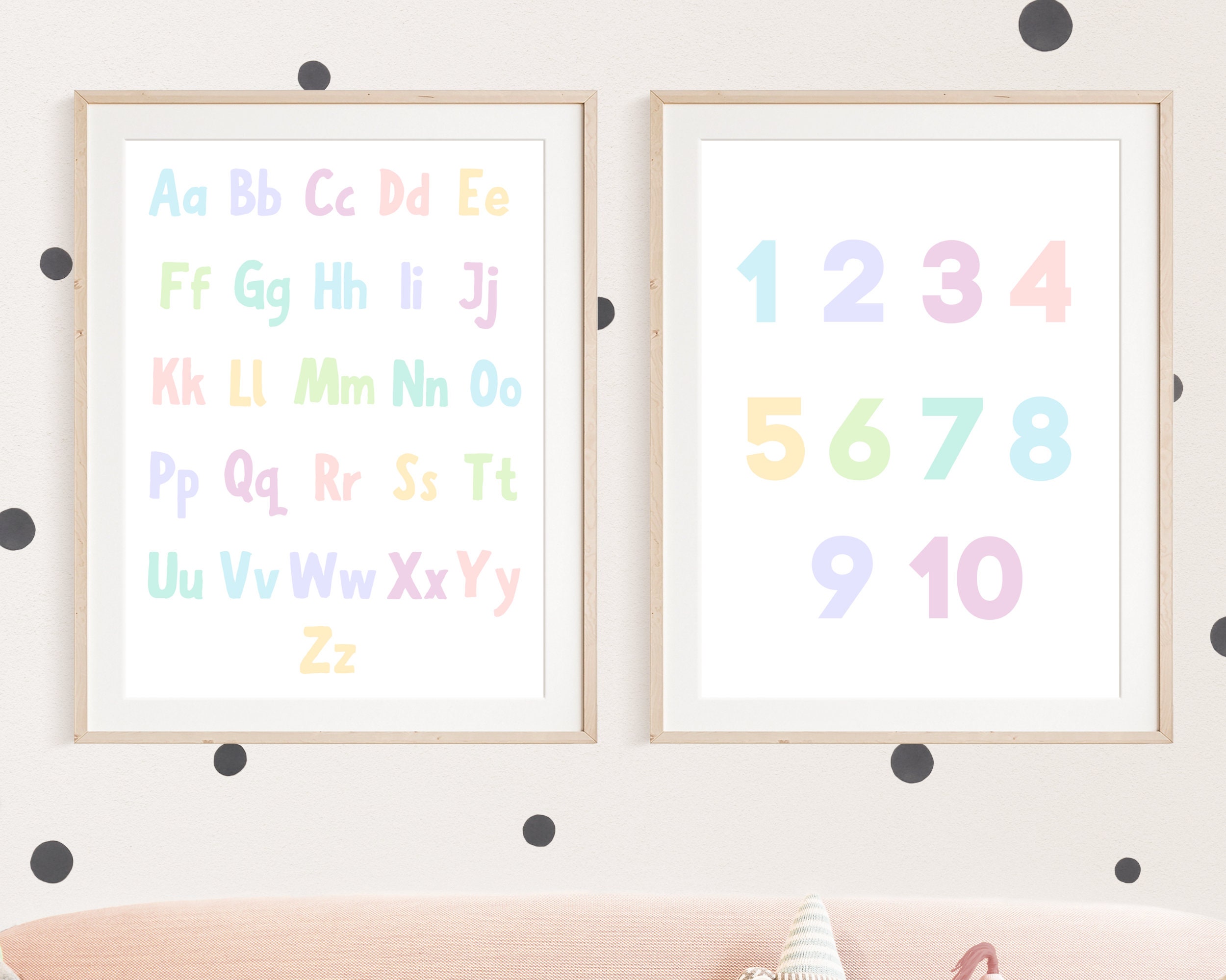 Set of 2 Pastel Alphabet and Number Print Pastel Colour - Etsy