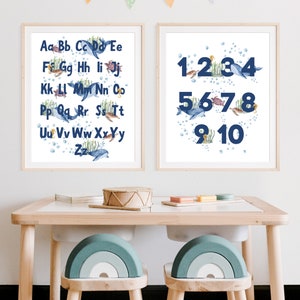 Sealife Blue Alphabet Print, Ocean Boys Nursery, ABC Wall Art, Boys ...