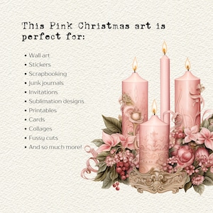 Pink Christmas Clipart, Vintage Pink Christmas PNG, Pink Santa PNG ...