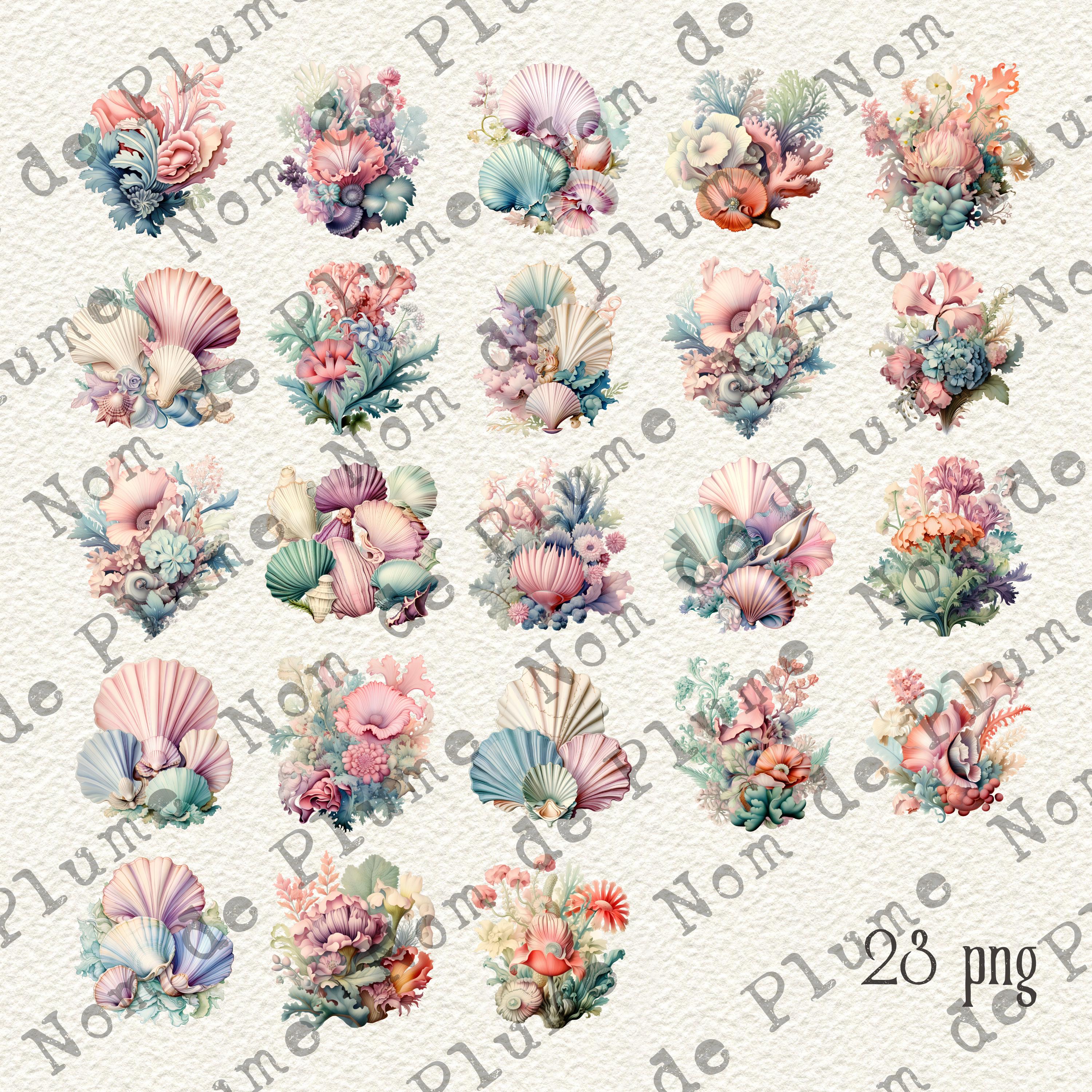 Corals Clipart, Coral Clipart, Seashell Clipart, Vintage Ephemera ...