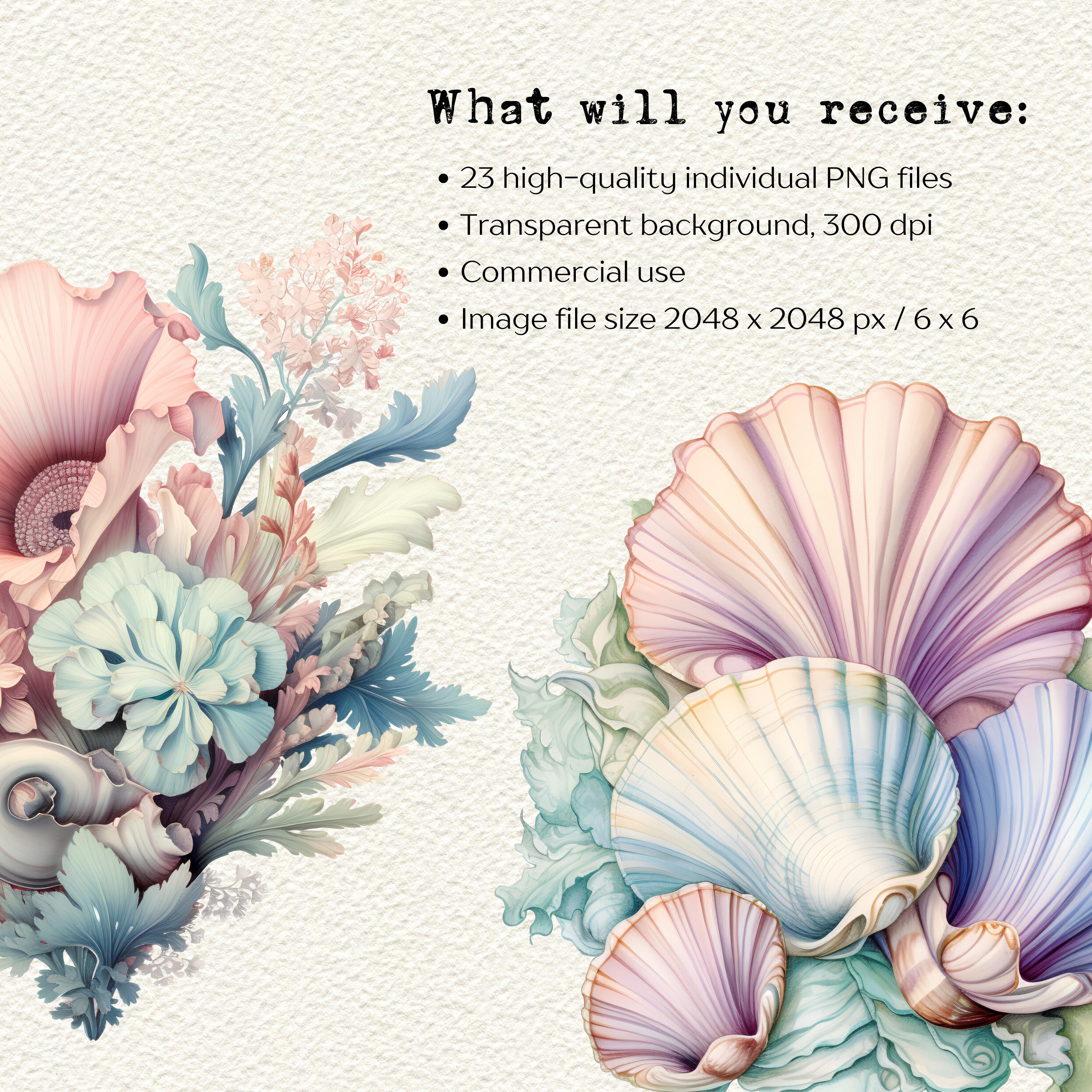 Corals Clipart, Coral Clipart, Seashell Clipart, Vintage Ephemera ...