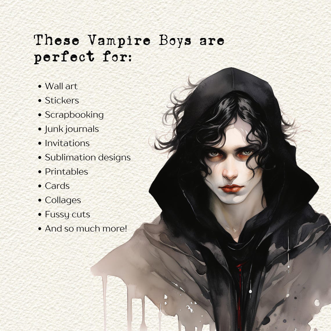 Vampire Clipart, Gothic Clipart, Dark Academia Clipart, Vampire PNG ...