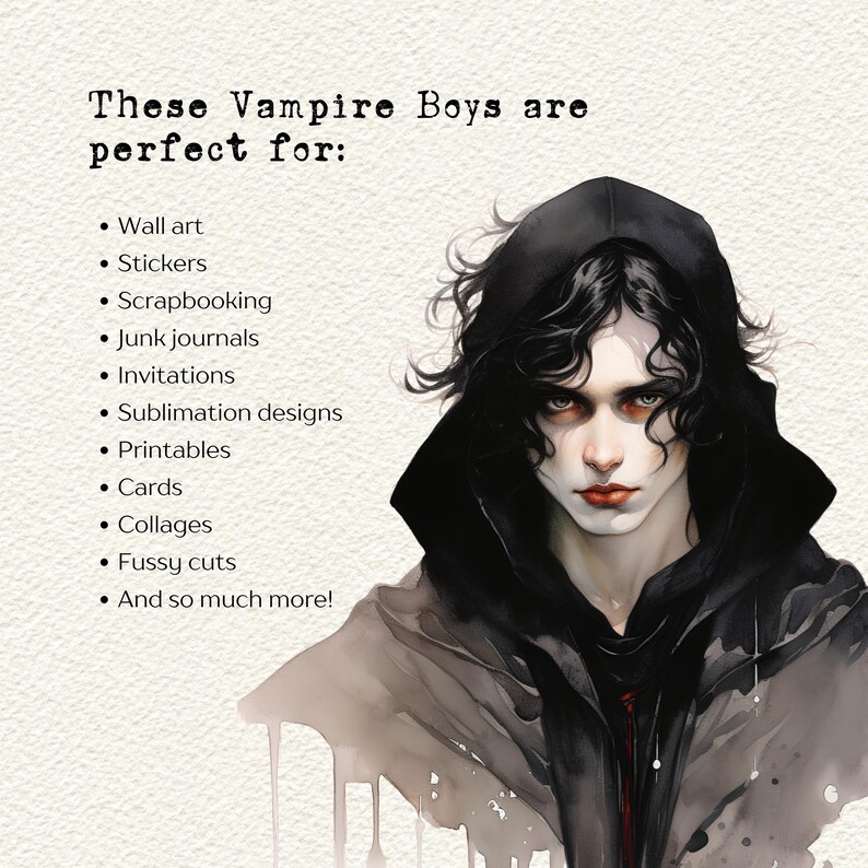 Vampire Clipart, Gothic Clipart, Dark Academia Clipart, Vampire PNG ...