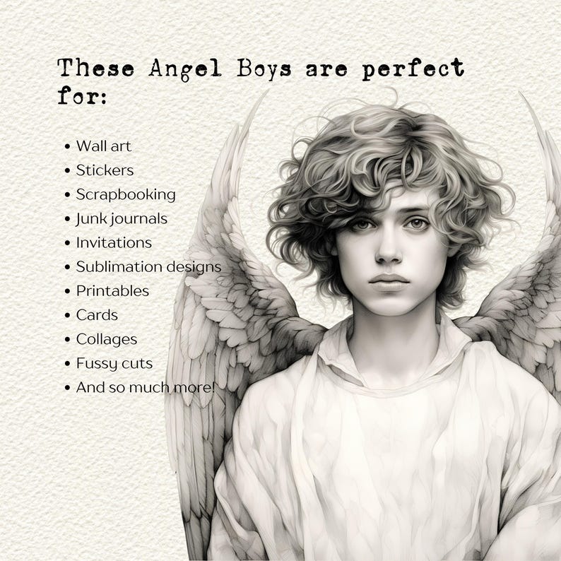 Male Angel Clipart, Angel Boy, Boy Angel Clipart, Dark Academia Clipart ...