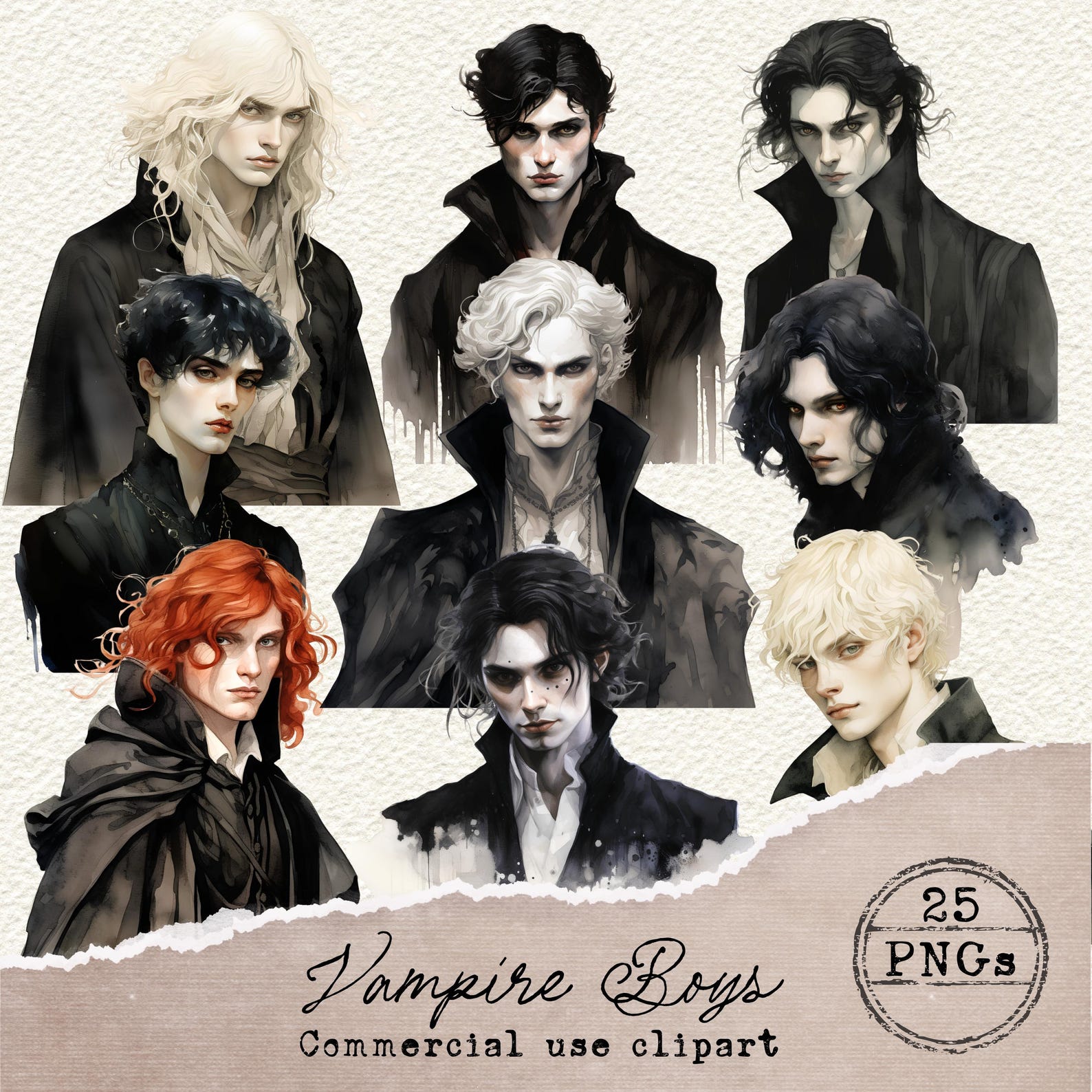 Vampire Clipart, Gothic Clipart, Dark Academia Clipart, Vampire PNG ...