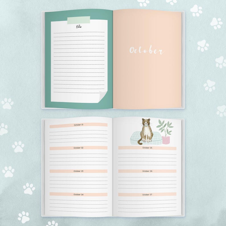 2026 Perpetual Planner Cat Diary | Undated Journal & Organiser | Gift ...