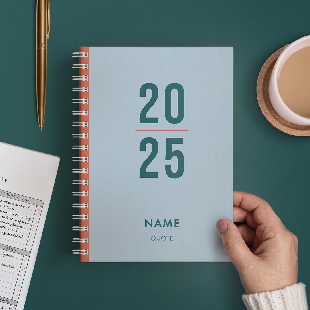 Personalised 2025 Diary & Notebook | Name | Light Blue | Journal | Gift ...
