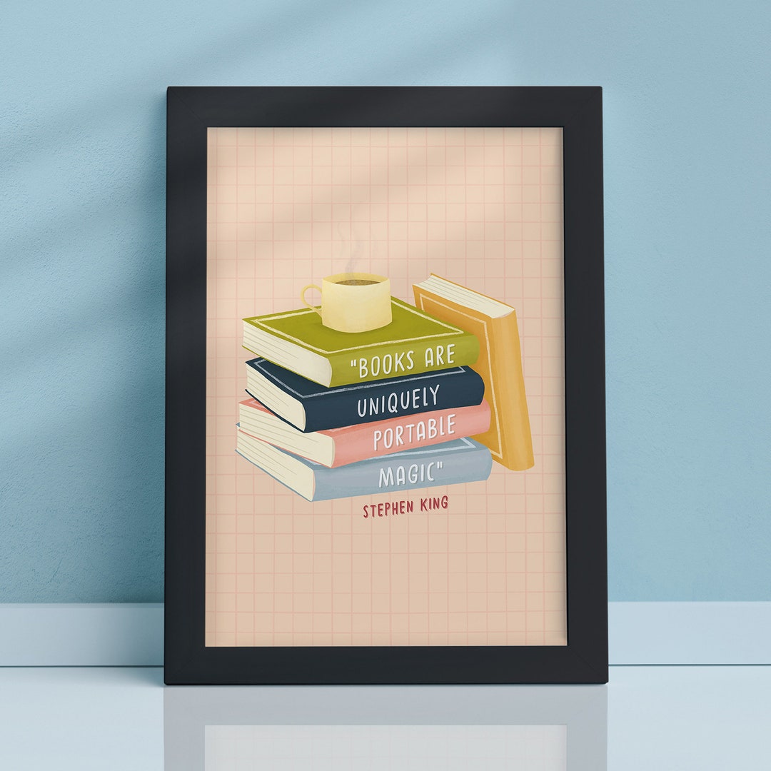 Uni Room Decor | Stack of Books Slogan Art 'books Are Uniquely Portable ...