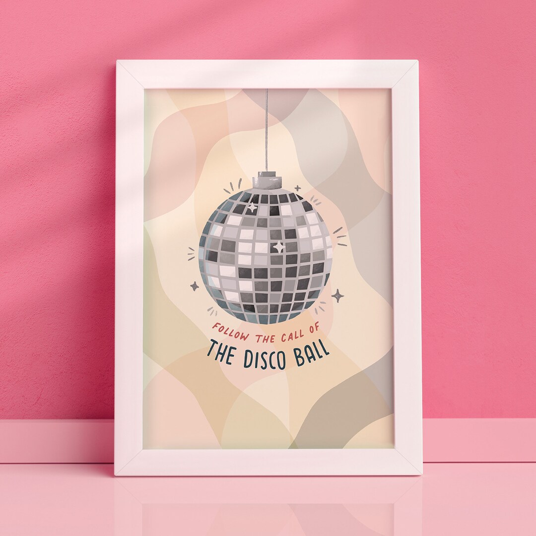 Uni Room Decor | Mirror Ball Slogan Art 'follow the Call of the Disco ...