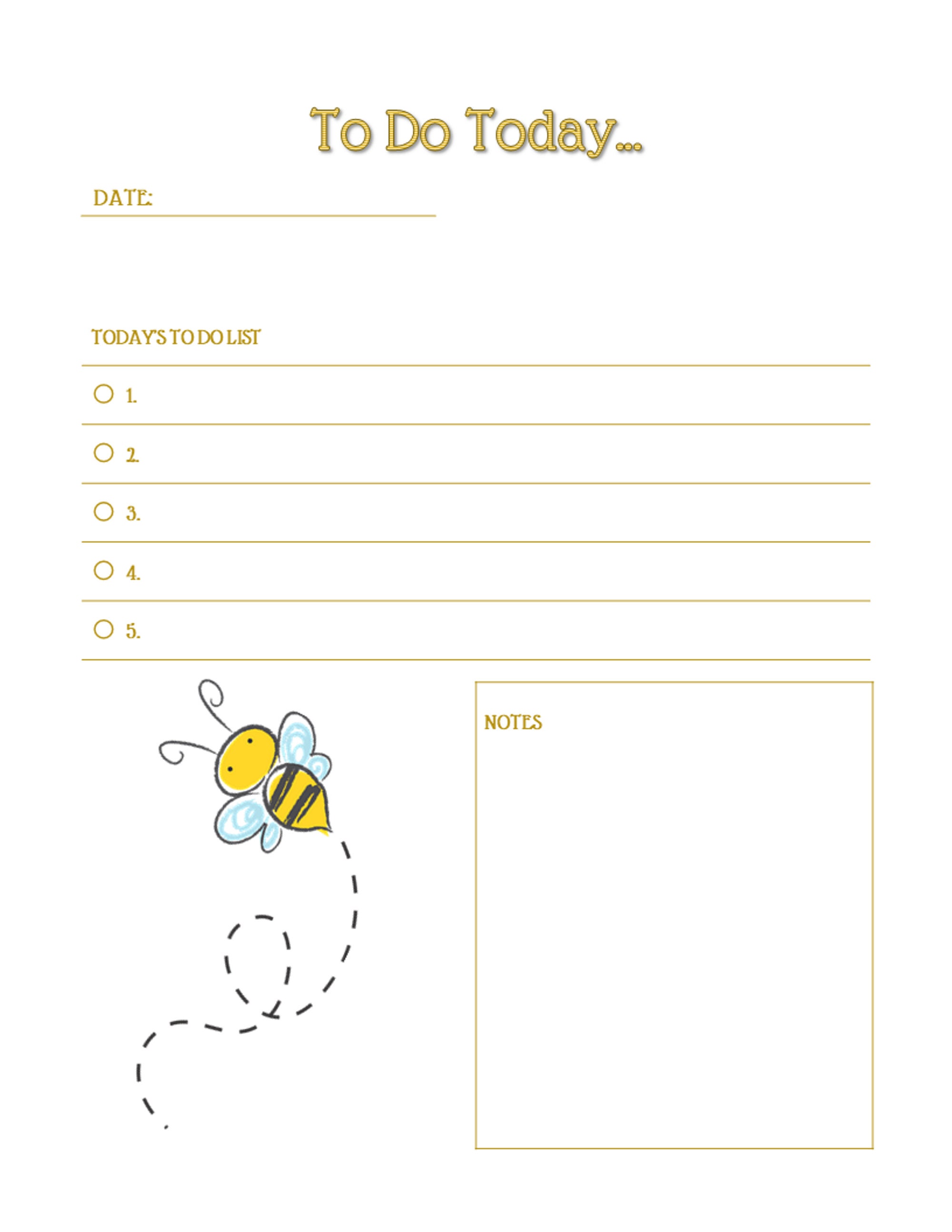 Busy Bee to Do List Printable, Cute Daily Planner Insert to Keep You ...