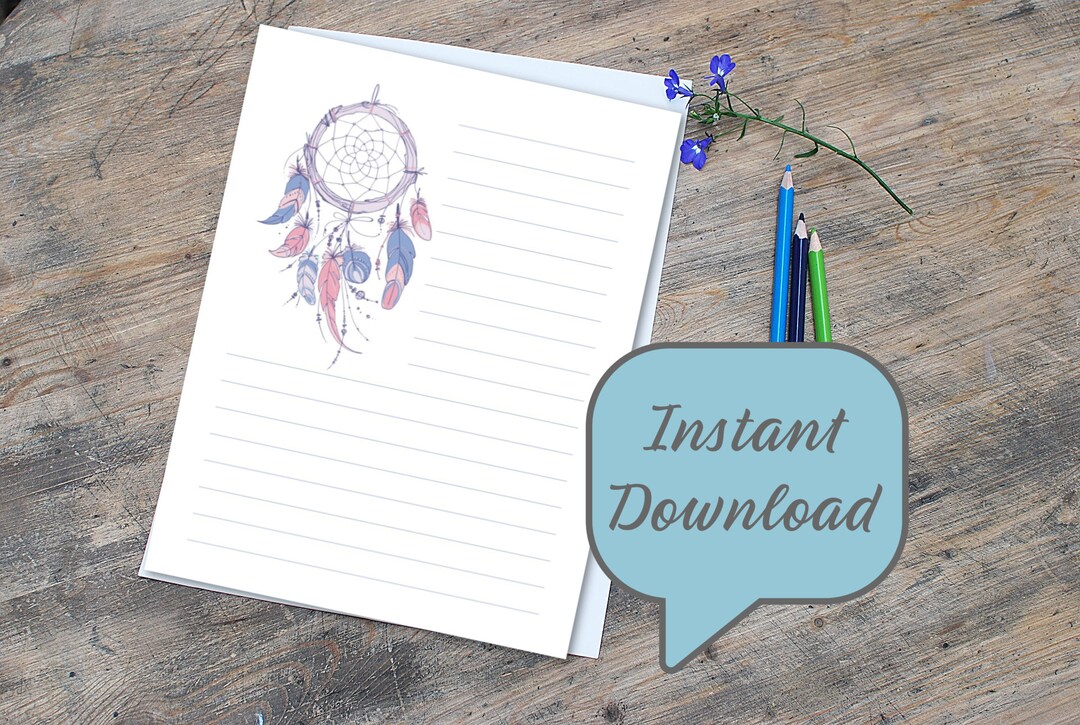 Dreamcatcher Note Paper - Printable Stationery Journal Paper - 6 ...