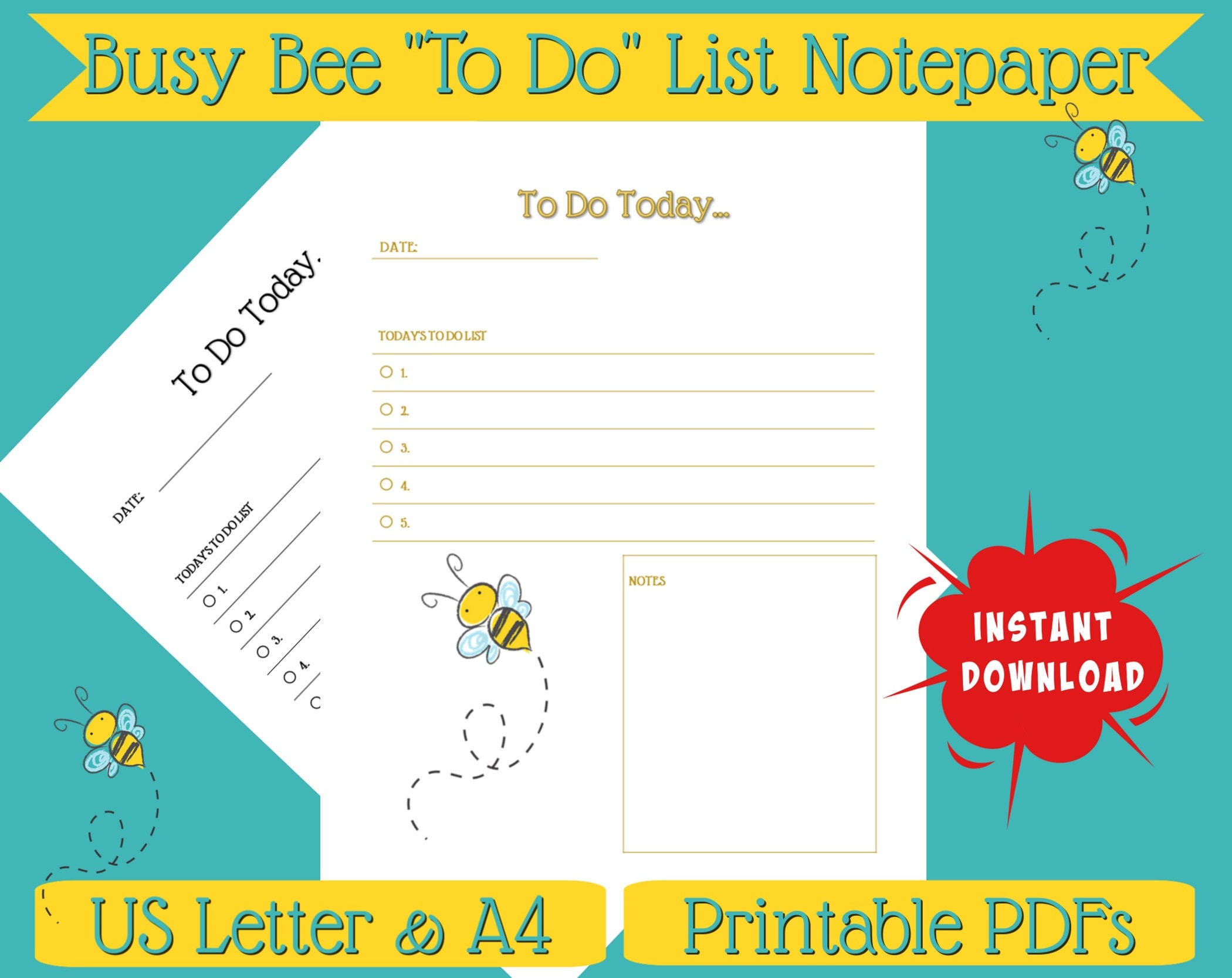 Busy Bee to Do List Printable, Cute Daily Planner Insert to Keep You ...
