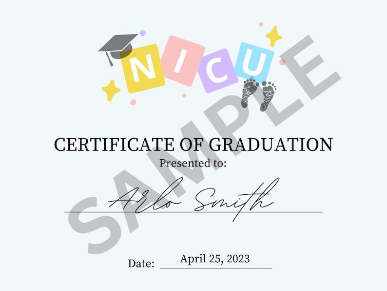 Printable NICU Graduation Certificate - Celebrate Your Little Fighter’s ...