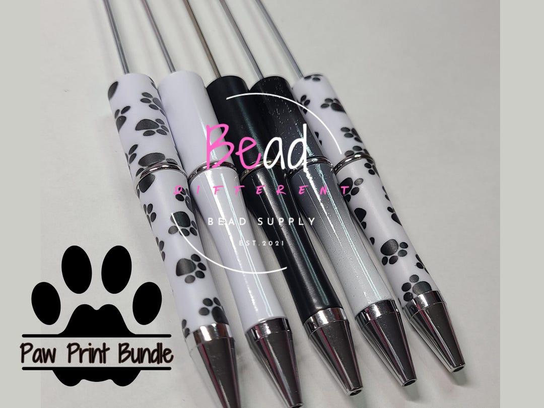 Paw Print Pen Bundle Pack, Printed Beaded Pen Blanks, Crafting Pens ...
