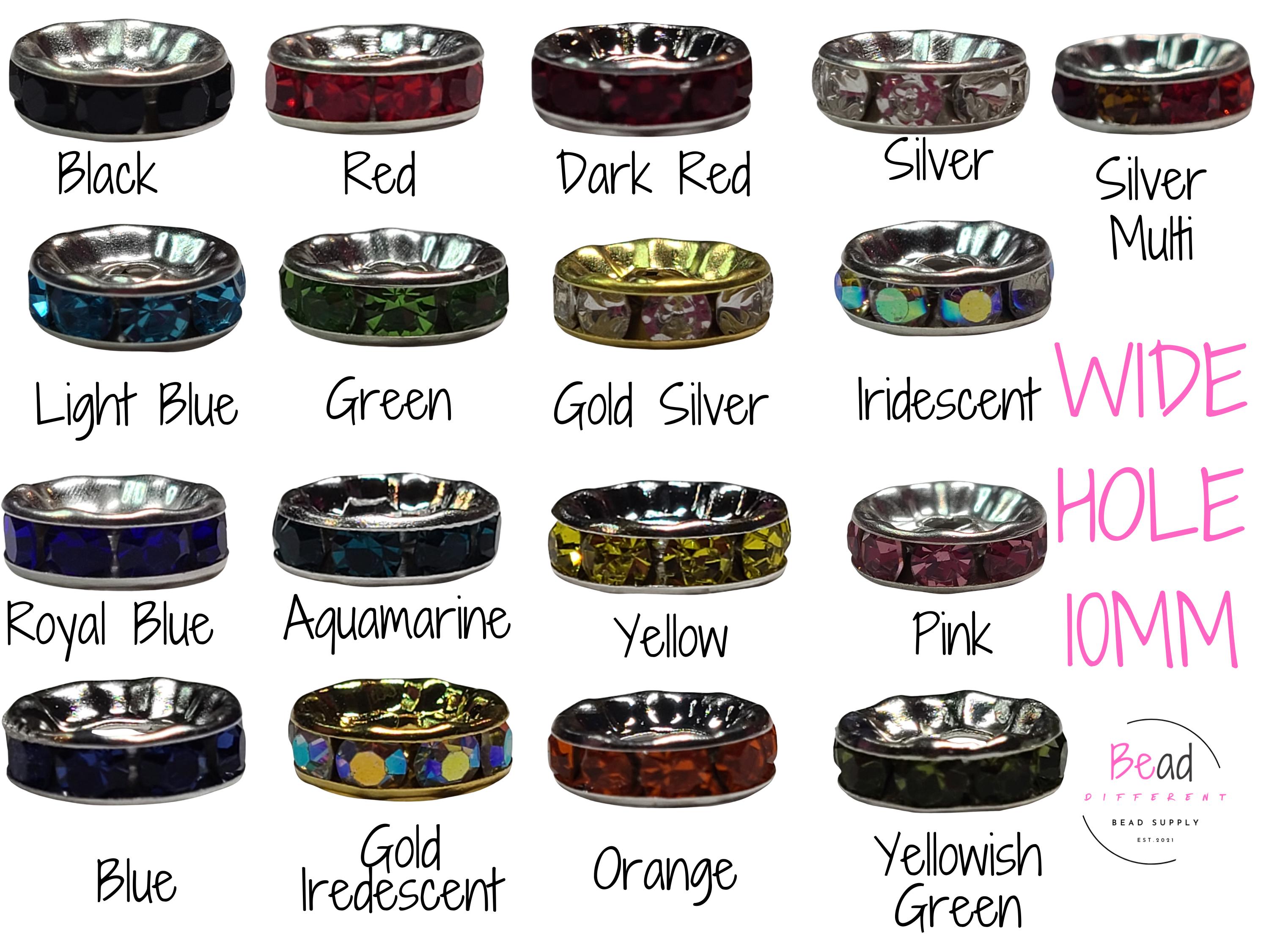 10mm Wide Hole Gem Spacer, Rondelle Spacers, Rhinestone Spacer Bead ...
