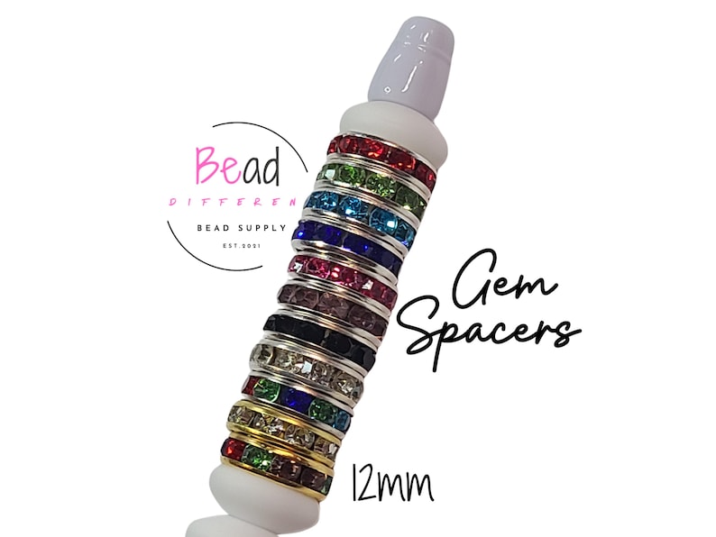 12mm Gem Spacer, Rondelle Spacers, Rhinestone Spacer Bead, Sparkly ...