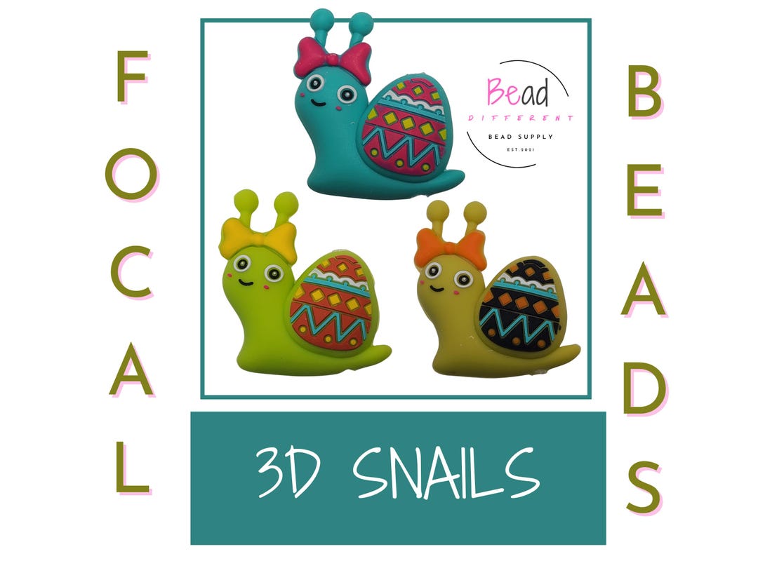 3D Snail Bead, Bug Focal Beads, Silicone Beads, Animal Focal Bead ...
