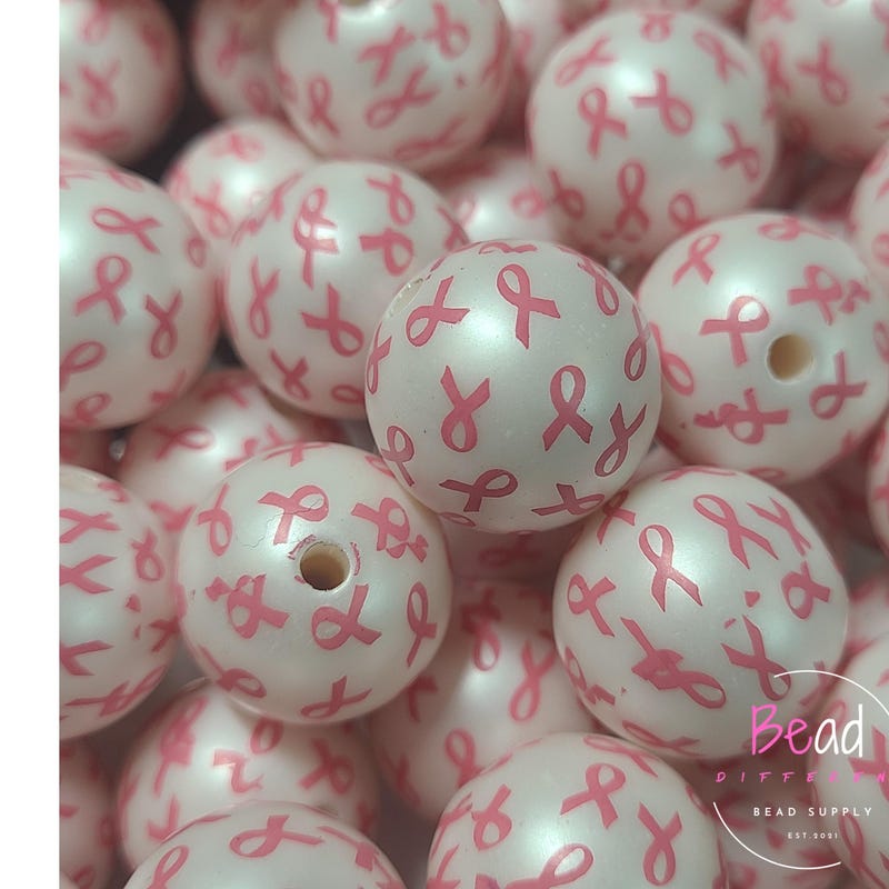 Pink Ribbon Beads - Etsy