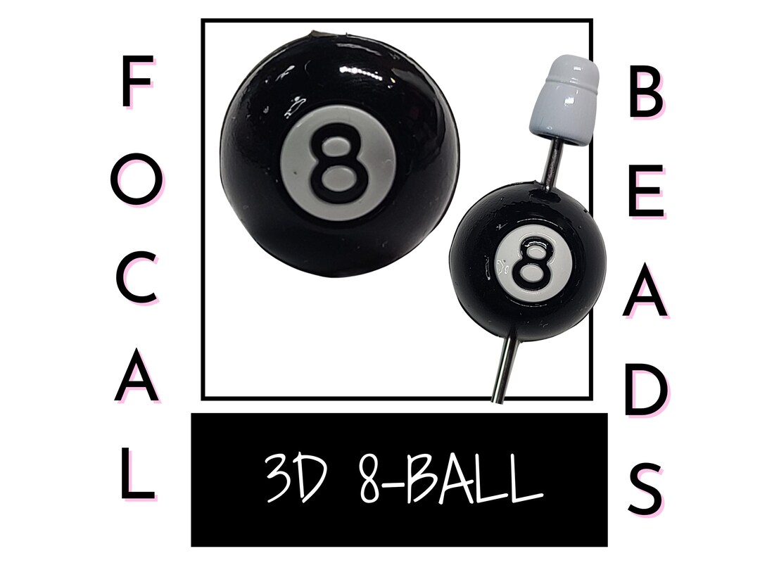 8-ball Beads, Billiards Beads, Pool Bead, Silicone Focal Bead ...