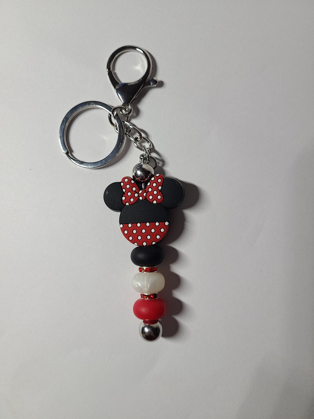 Red Bow Mouse Keychain | Beaded Gift | Silicone Focal Bead | Custom ...