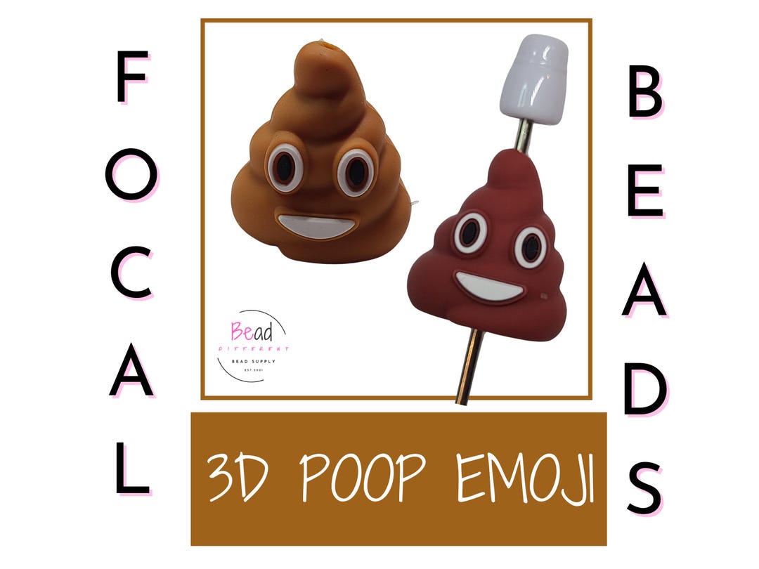 3D Poop Emoji Bead, Silicone Focal Beads, Sarcastic Focal Beads, Adult ...