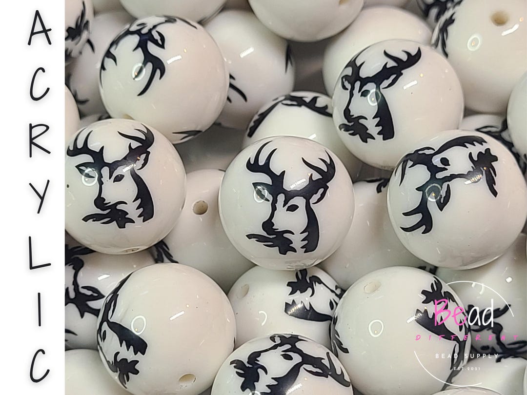 20mm Bubblegum Bead, Deer Beads, Chunky Beads, Acrylic Bead, Animal ...