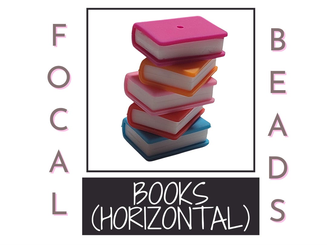 Book Beads, Silicone Focal Beads, Book Lover Gift Idea, School Beads ...