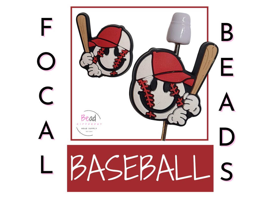 Sports Beads, Silicone Focal Bead, Baseball Beads, Cup Charm Accessory ...