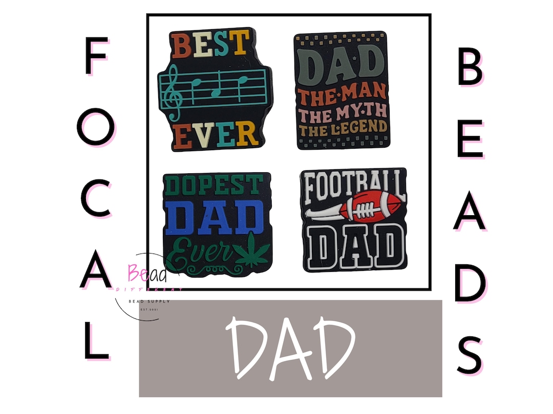 Dad Bead, Football Bead, Silicone Focal Beads, DIY Craft Beads for Pen ...
