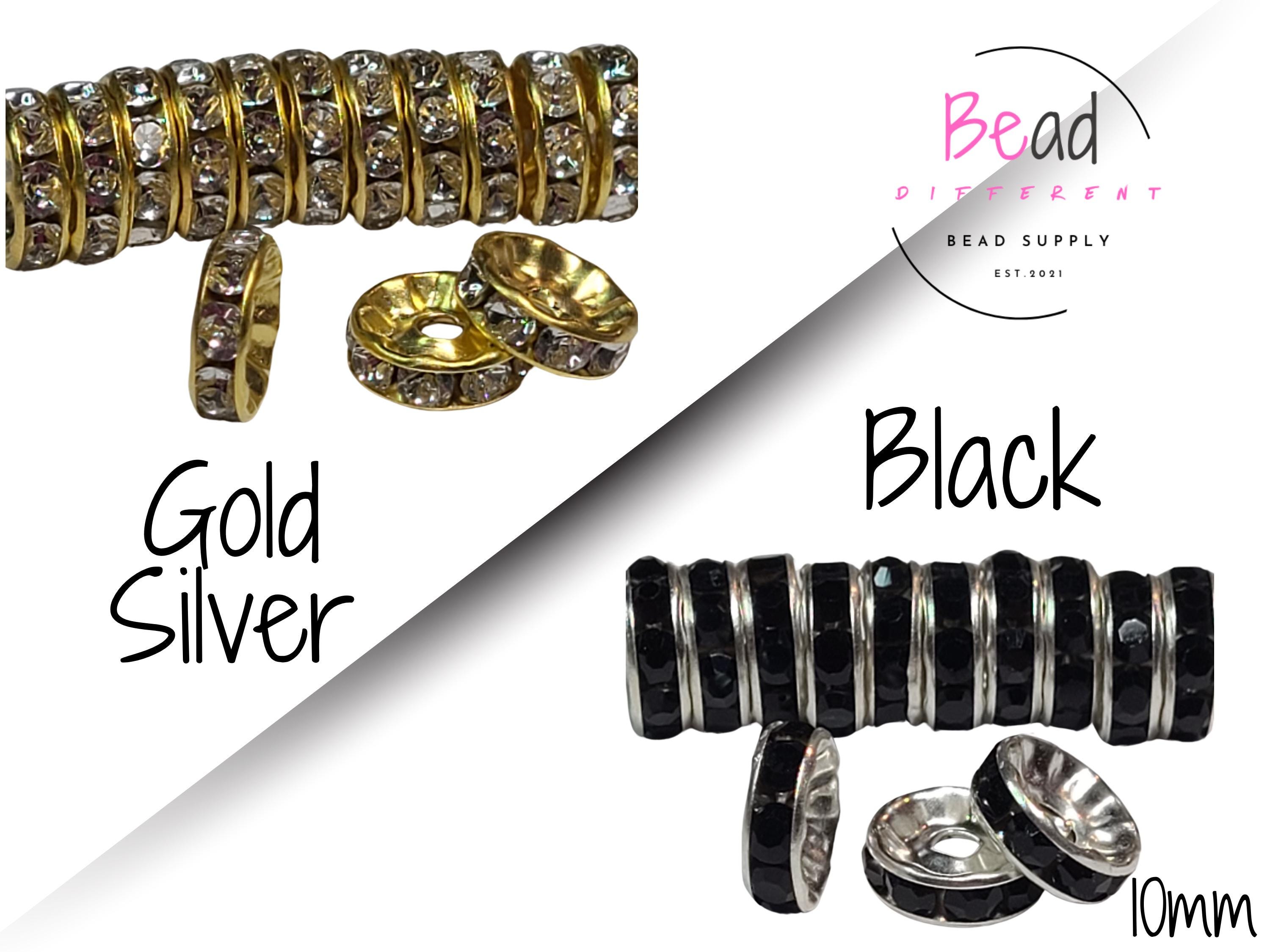 10mm Gem Spacer, Rondelle Spacers, Rhinestone Spacer Bead, Sparkly ...