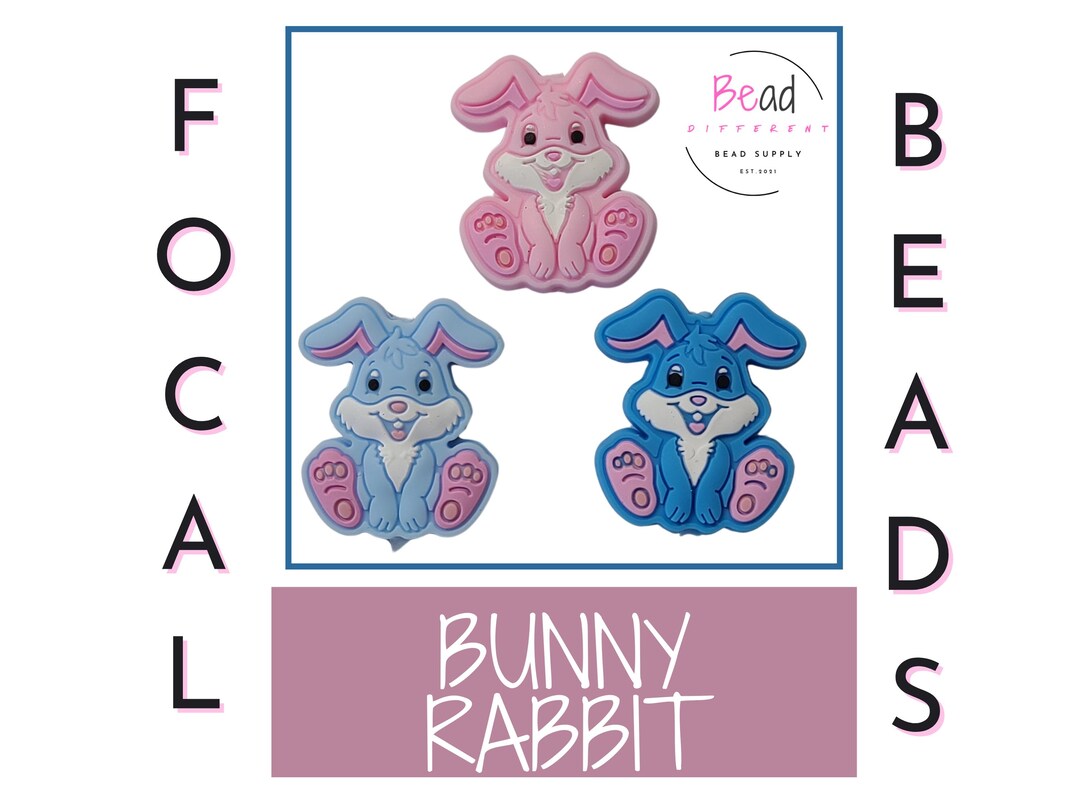Bunny Rabbit Beads, Silicone Focal Beads, Easter Focal Beads, Animal ...