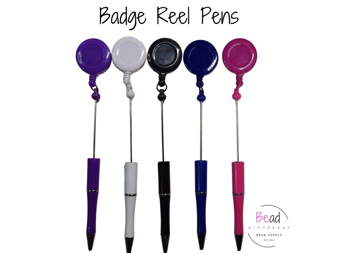 Beadable Badge Reel Pens, Beadable Bars, Beaded Pens, Retractable Badge ...