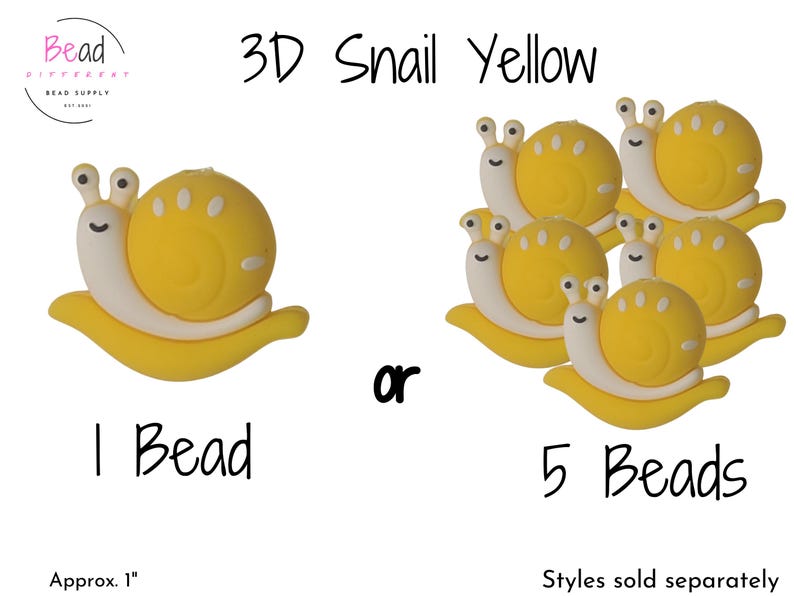 3D Snail Bead, Bug Focal Beads, Silicone Beads, Animal Focal Bead, Bead ...