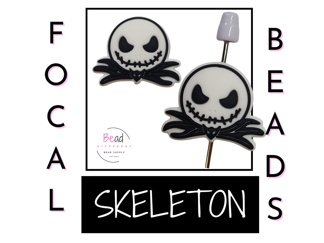 Skeleton Bead, Halloween Bead, Spider Bead, Character Bead, Silicone ...